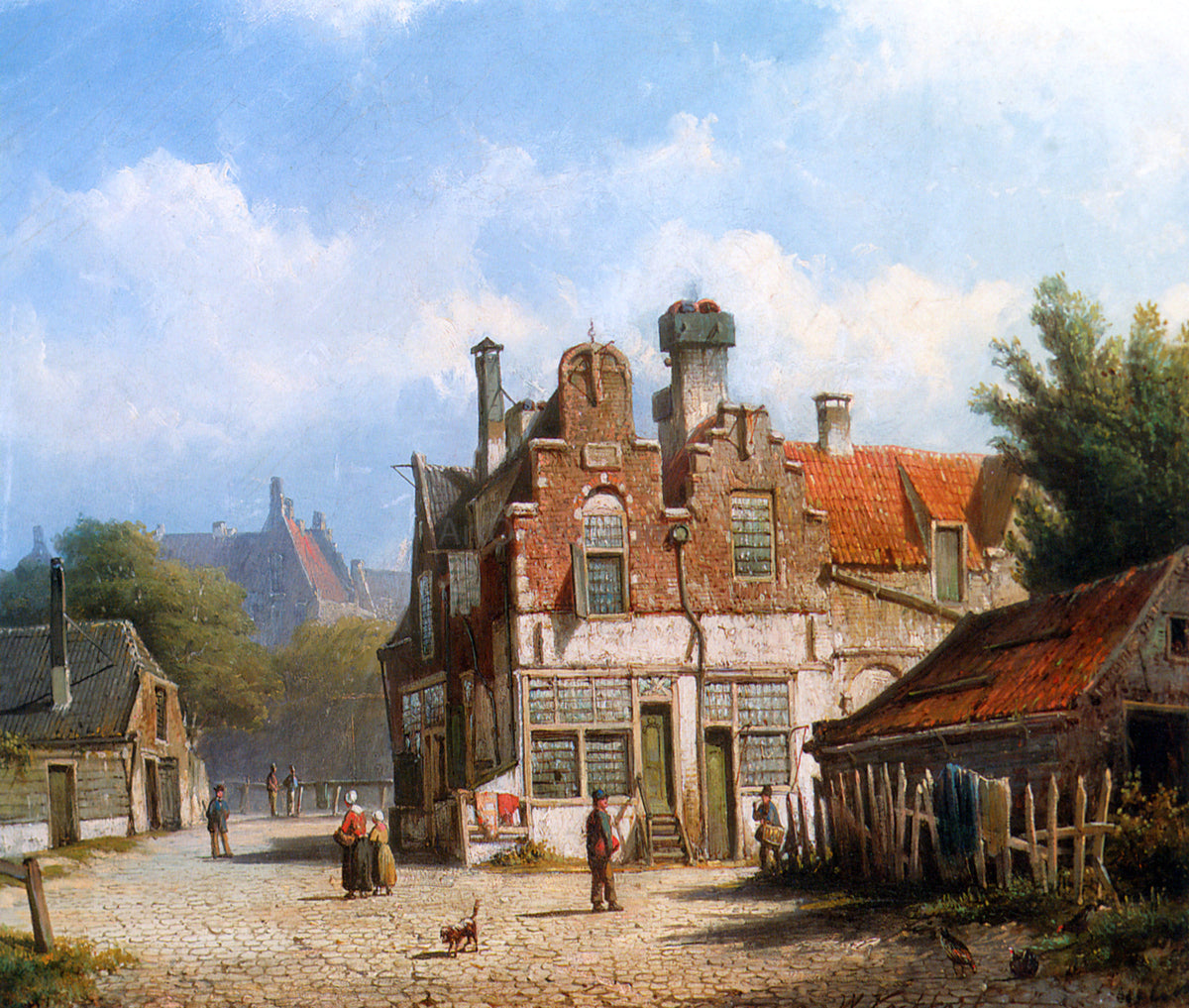Willem Koekkoek A Dutch Town Scene Canvas Art Print – canvasartdealer